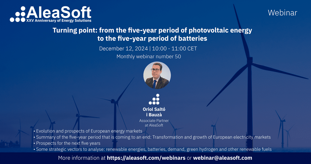Webinar on electricity markets and their prospects - AleaSoft